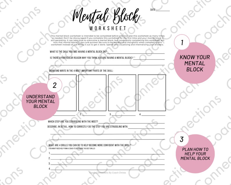 Mental Block Worksheet, Mental Block Journal, Mental Block, Gymnastics ...