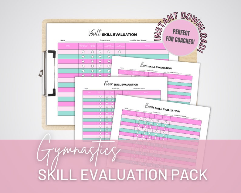 Gymnastics Skill Evaluation Sheet, Skill Evaluation Pack, Gymnastics ...