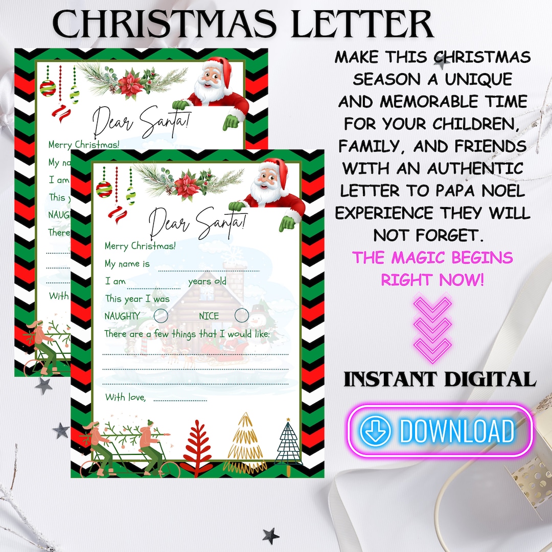 Adorable Printable Santa Wish List and Letter for Kids - Etsy