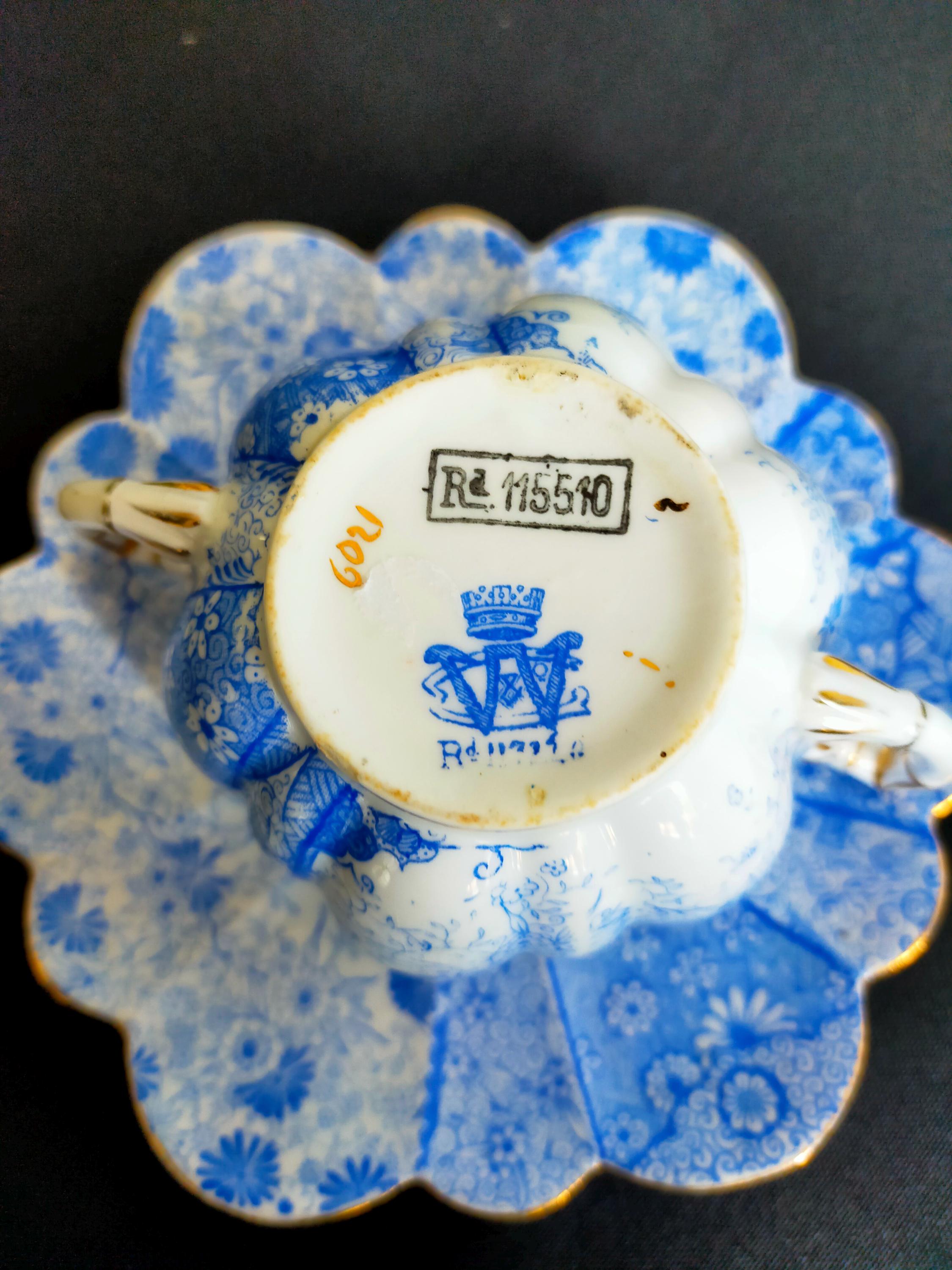 Antique Wileman Foley Bouillon Two Handled Cup and Saucer C.1800s ...