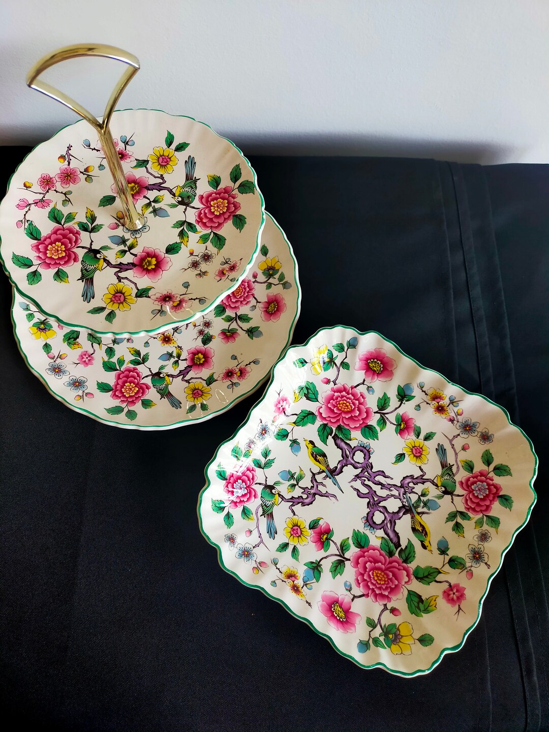 A Foley Vintage Dish Plus a Two Tier Cake Stand Both Matching - Etsy