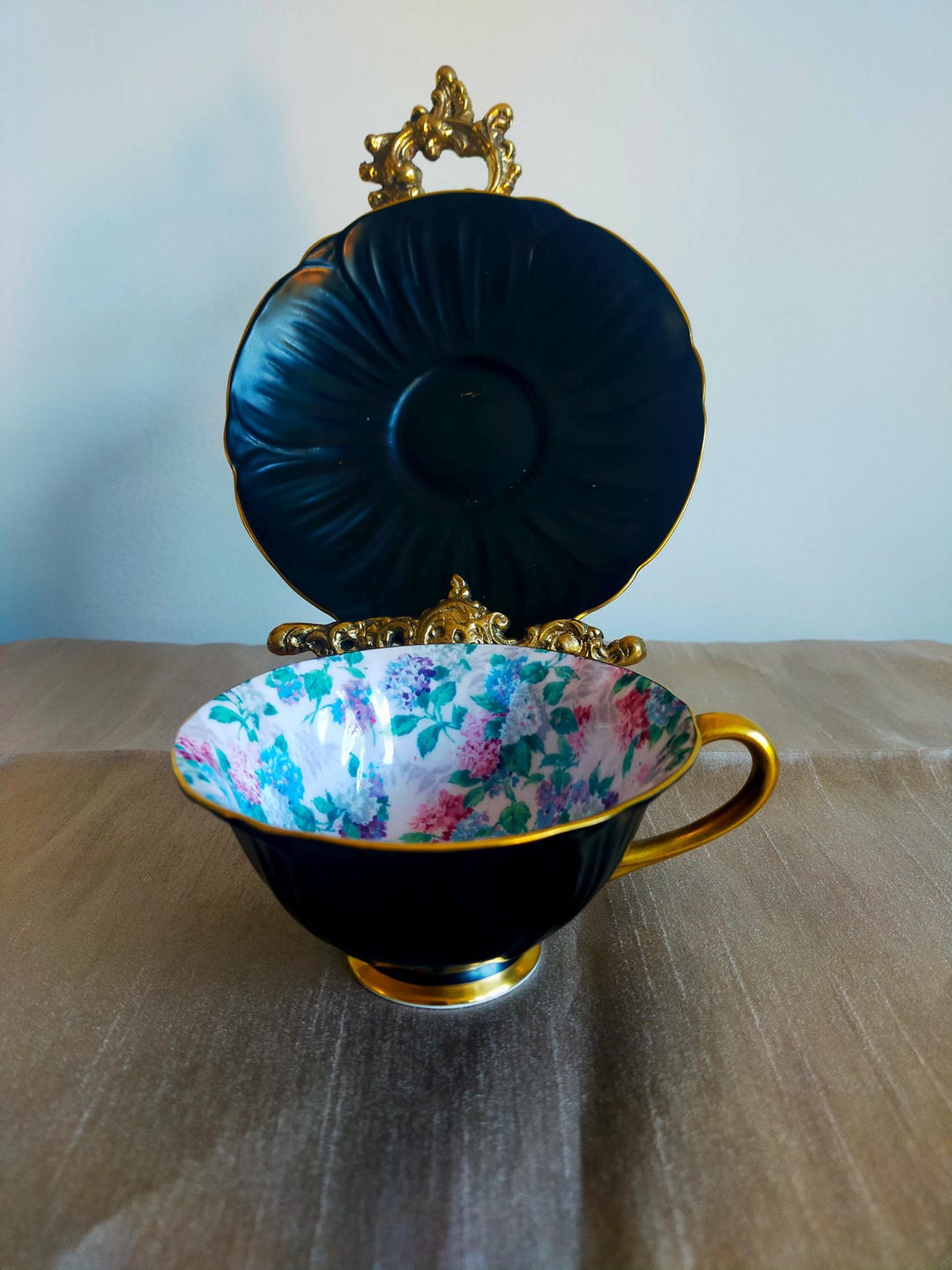 Shelley Pink Summer Glory Oleander Shape Teacup and Saucer Chintz Style ...