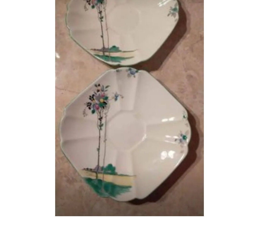 Vintage 1929 Shelley Queen Anne Crabtree - Fruit Tree - 2x Saucers - Etsy