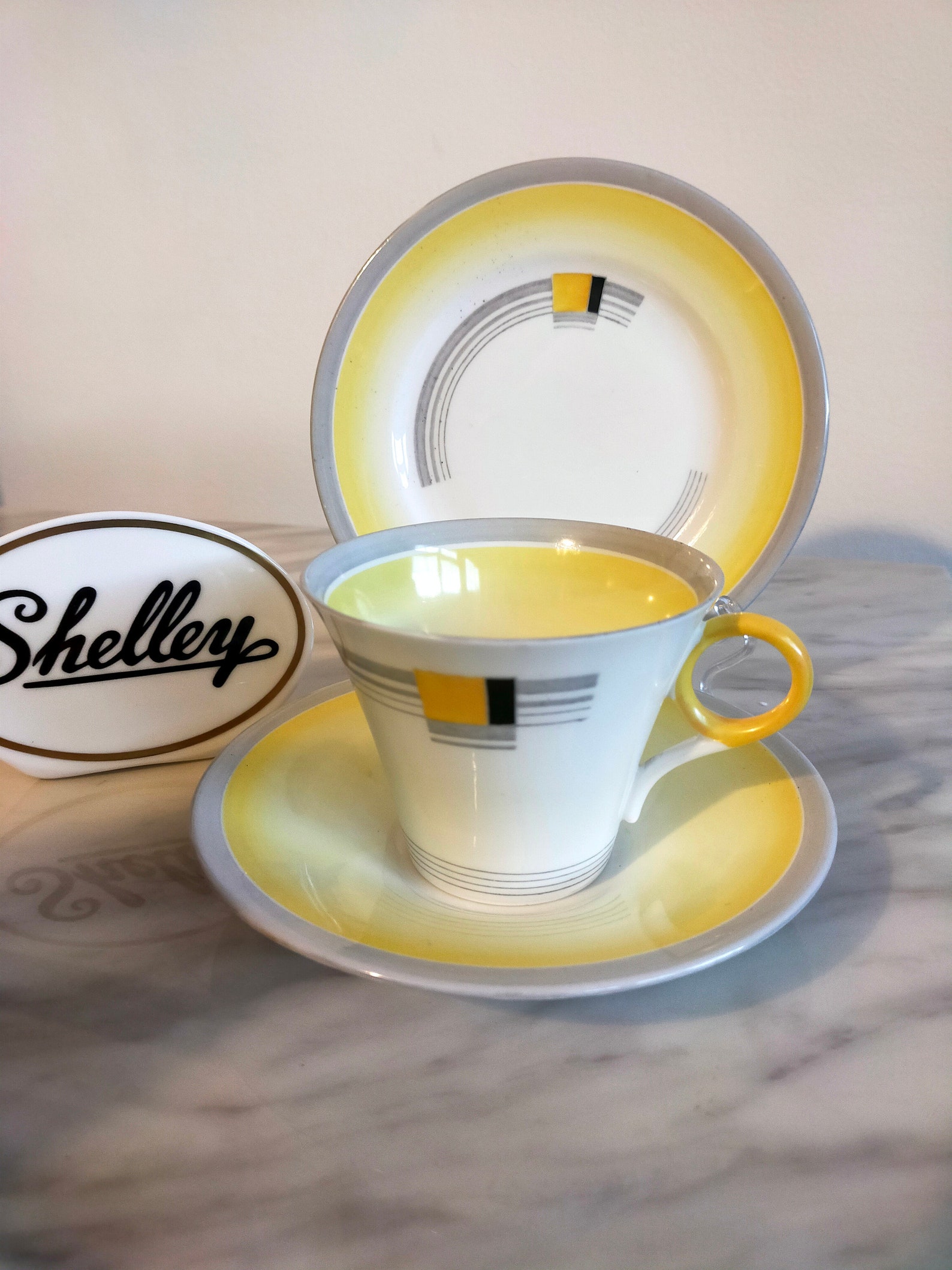 Vintage Shelley Teacup Trio, Stocks and Blocks Pattern, Art Deco - Etsy