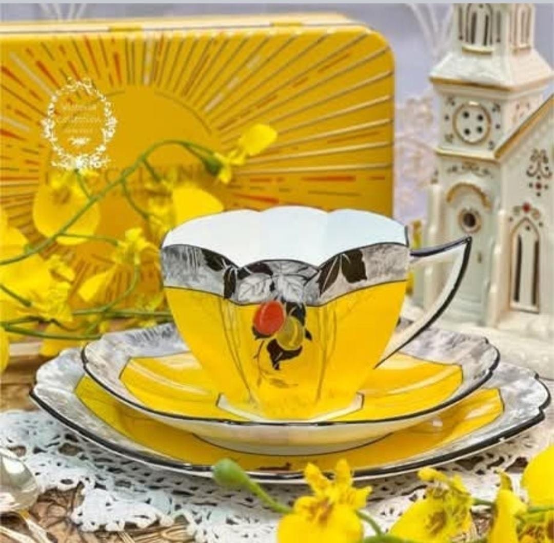 Shelley Queen Anne Damson Yellow Teacup Trio 1928 Pattern No. 11634/31 ...