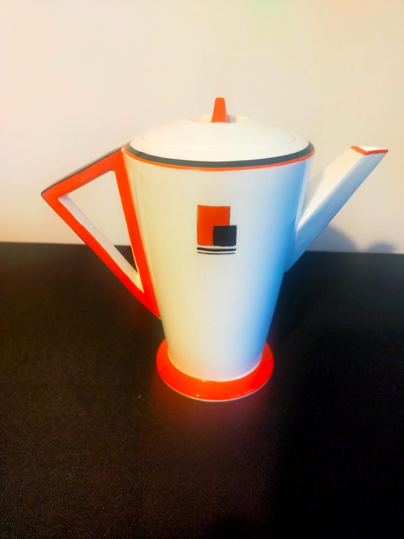 Shelley Mode Shaped Coffee Pot Squares and Lines Pattern 11792 - Etsy