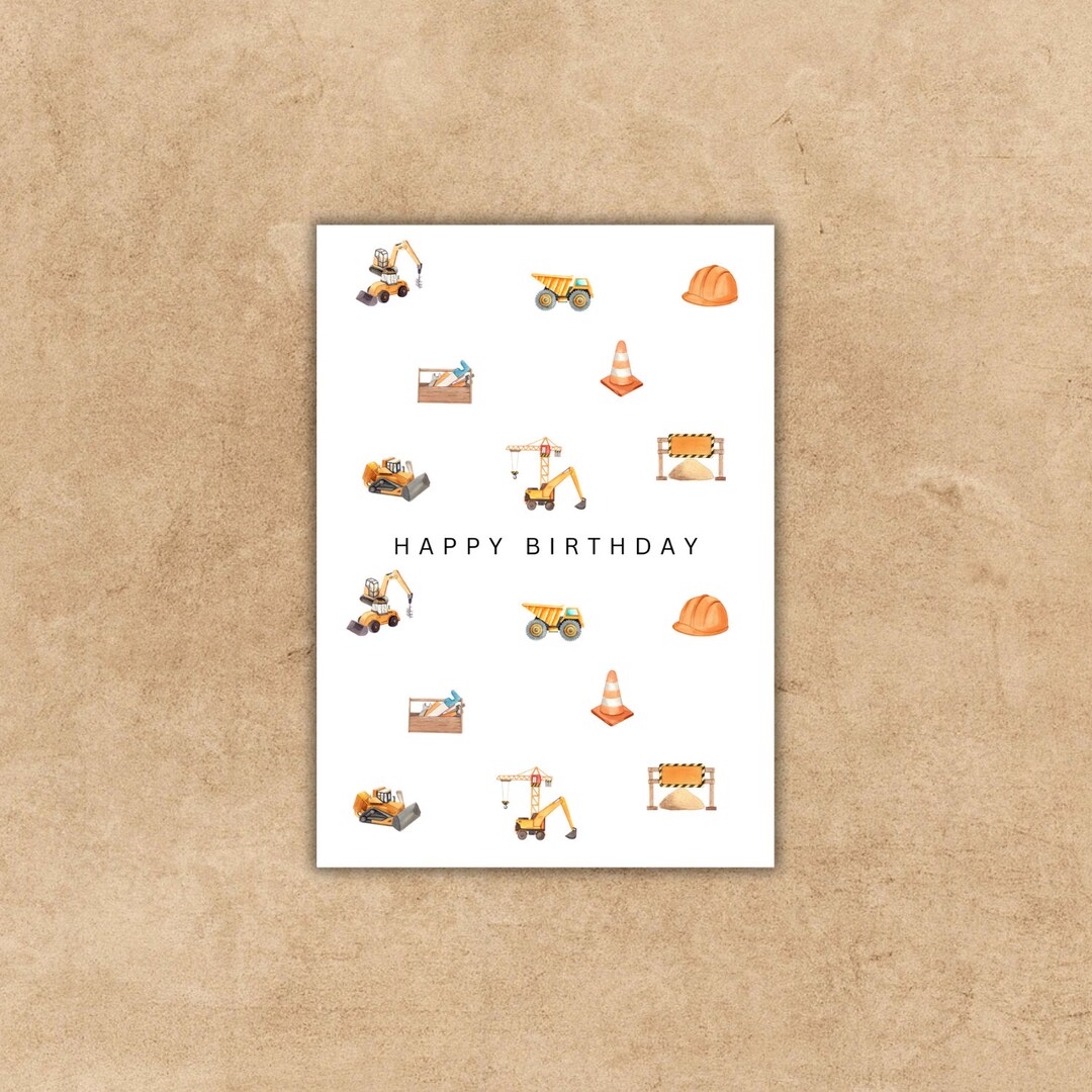 Construction Birthday Card - Etsy
