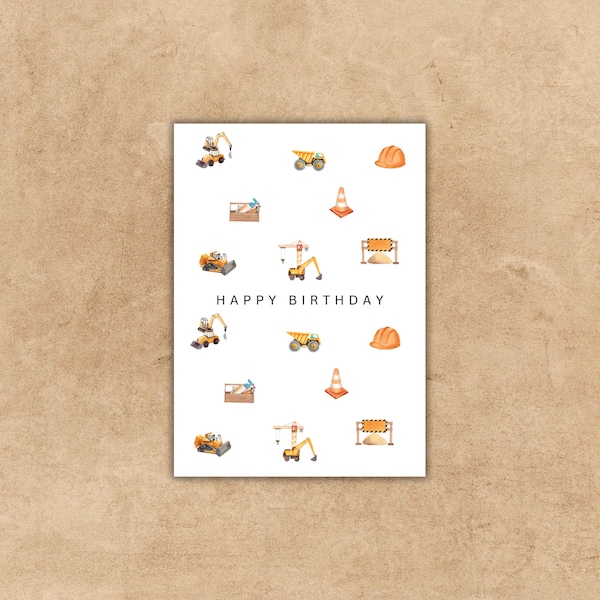 Funny Construction Birthday Card Etsy