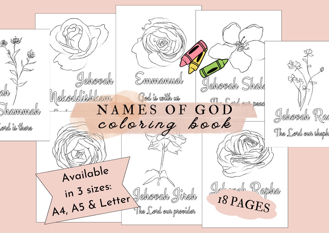 18 Names of God Printable, Bible Verse Coloring Book, Scripture Coloring Pages, Adult Coloring ...