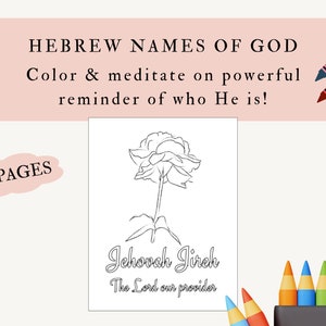 18 Names of God Printable, Bible Verse Coloring Book, Scripture Coloring Pages, Adult Coloring ...