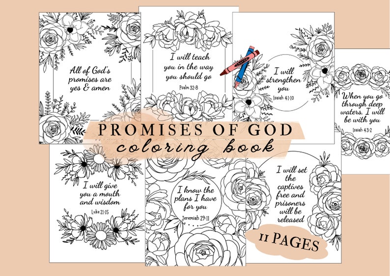 10 Promises of God Bible Verse Coloring Pages, Character of God, Sunday ...