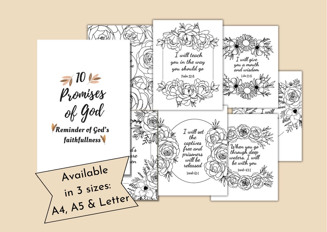 10 Promises of God Bible Verse Coloring Pages, Character of God, Sunday ...