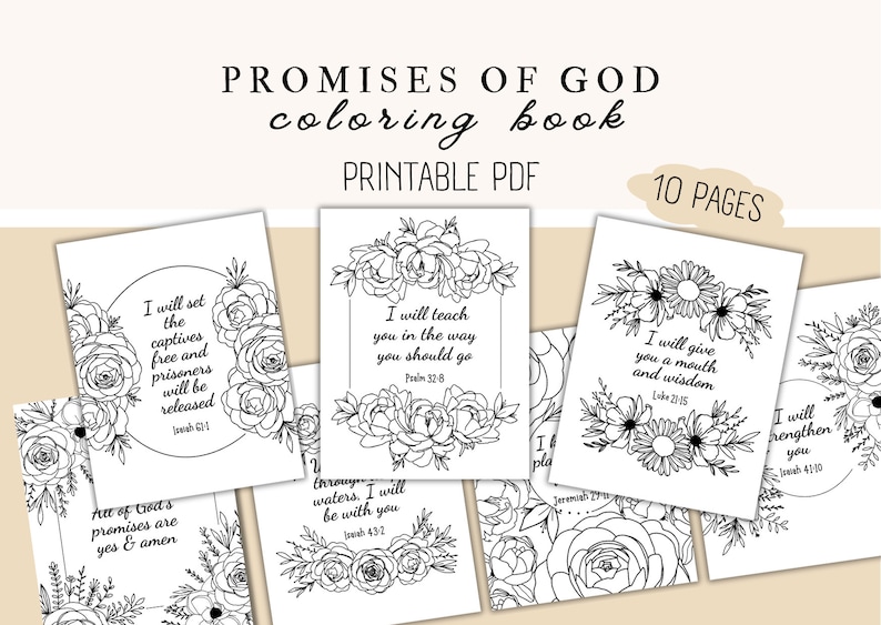 10 Promises of God Bible Verse Coloring Pages, Character of God, Sunday ...