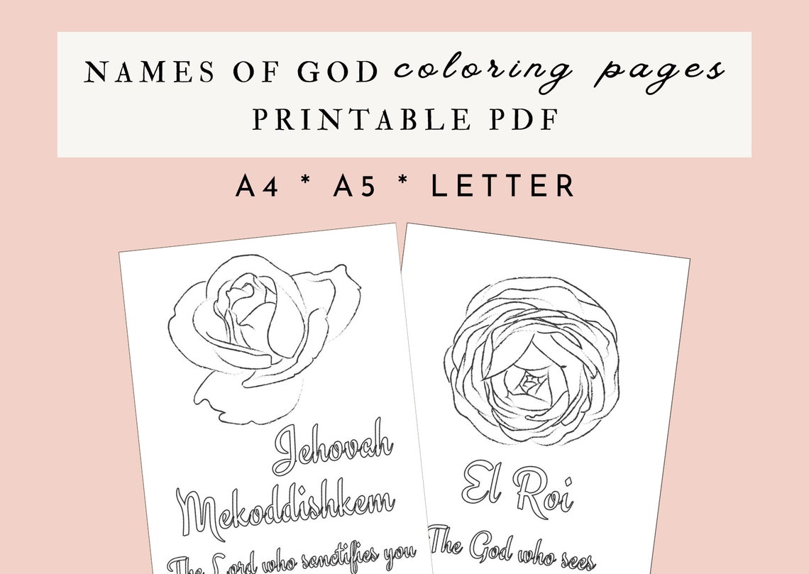 18 Names of God Printable, Bible Verse Coloring Book, Scripture Coloring Pages, Adult Coloring ...