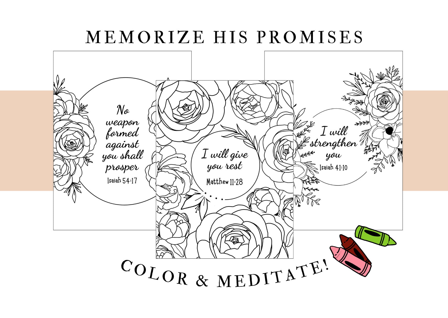 10 Promises of God Bible Verse Coloring Pages, Character of God, Sunday ...
