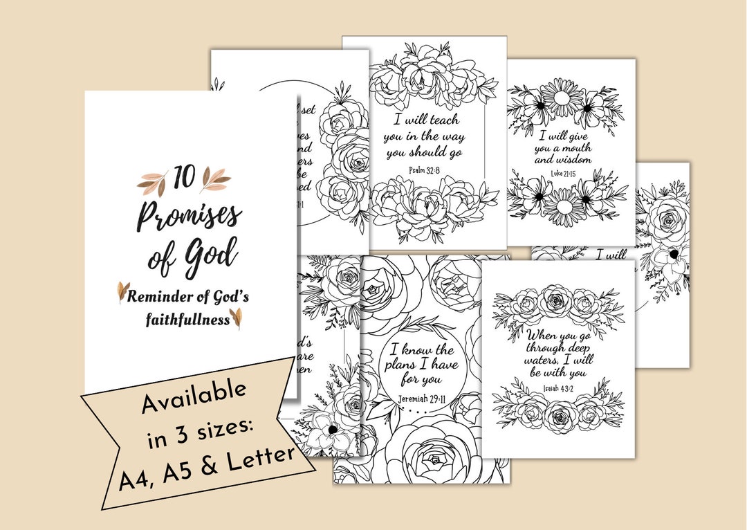 10 Promises of God Bible Verse Coloring Pages, Character of God ...