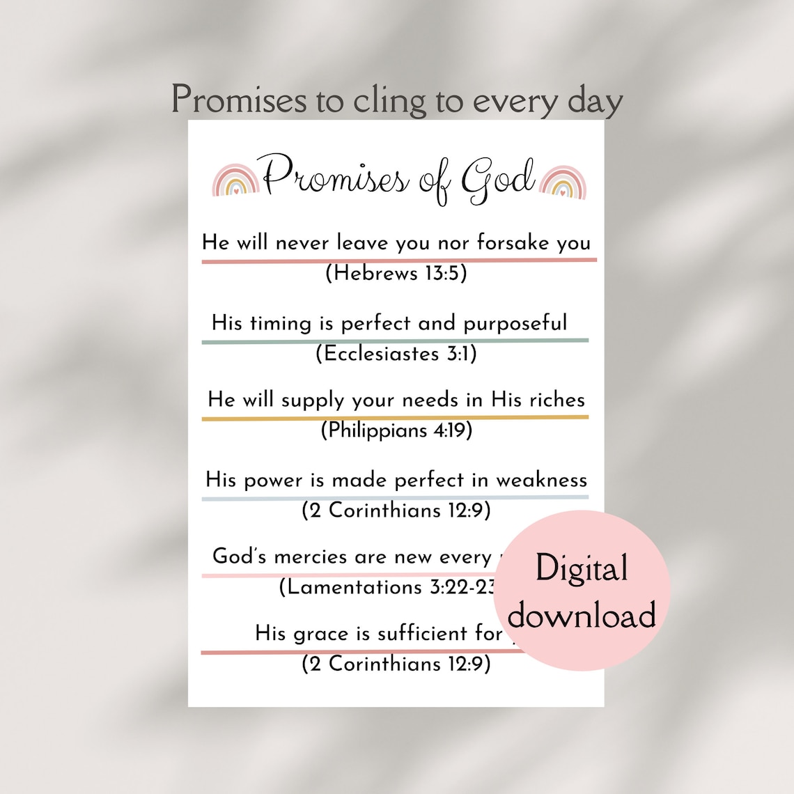 Rainbow Promises of God Printable, Colorful Promises of God for Kids ...