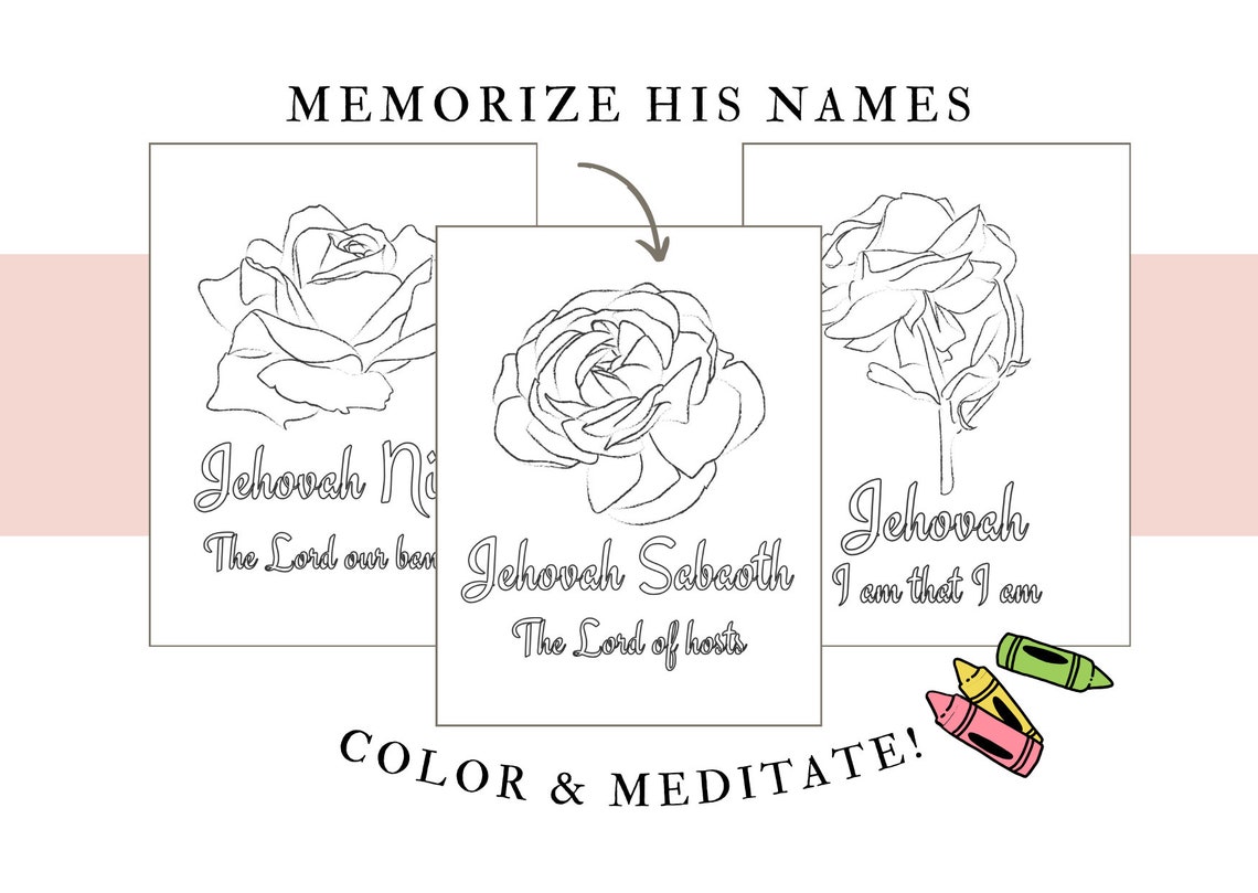 18 Names of God Printable, Bible Verse Coloring Book, Sunday School ...