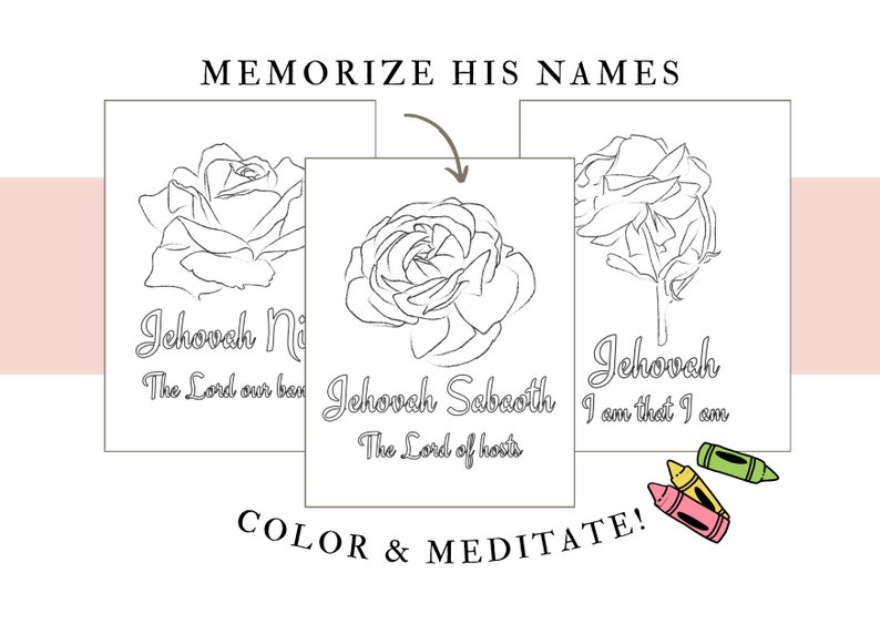 18 Names of God Printable, Bible Verse Coloring Book, Scripture Coloring Pages, Adult Coloring ...