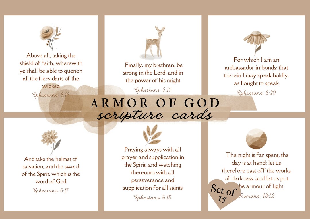 Armor of God Scripture Cards, Bible Verse Cards, Bible Memory Cards ...