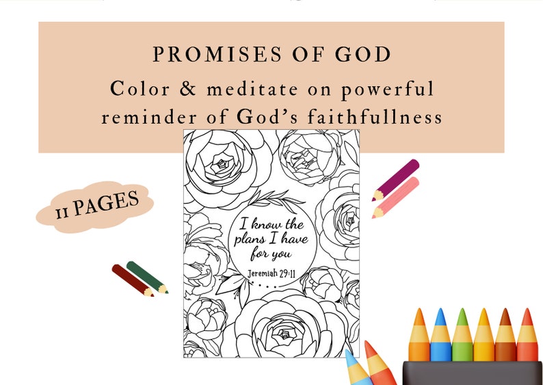 10 Promises of God Bible Verse Coloring Pages, Character of God ...