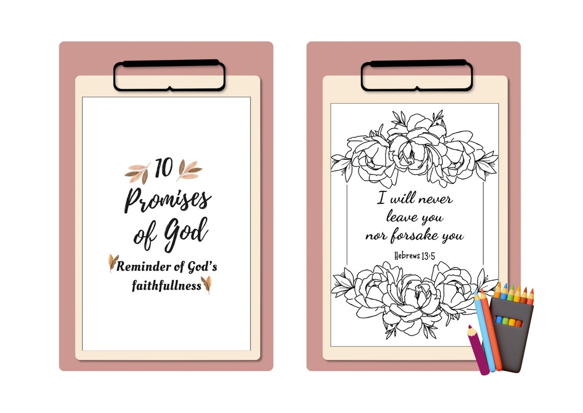 10 Promises of God Bible Verse Coloring Pages, Character of God, Sunday ...