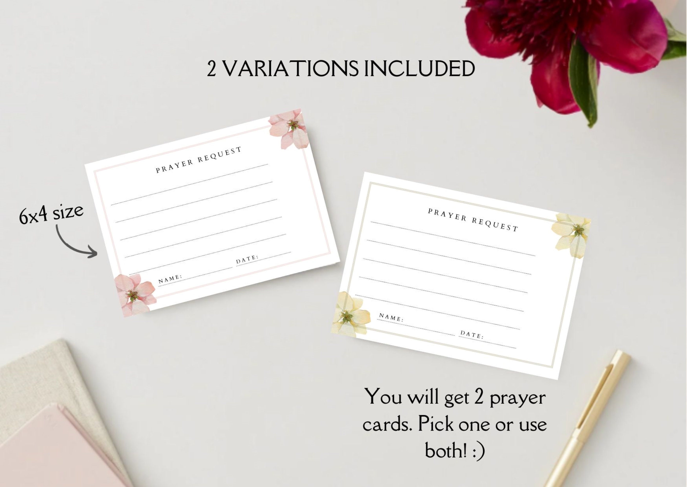 2 Floral Prayer Request Cards, Prayer Cards for Baby Shower, Prayer ...