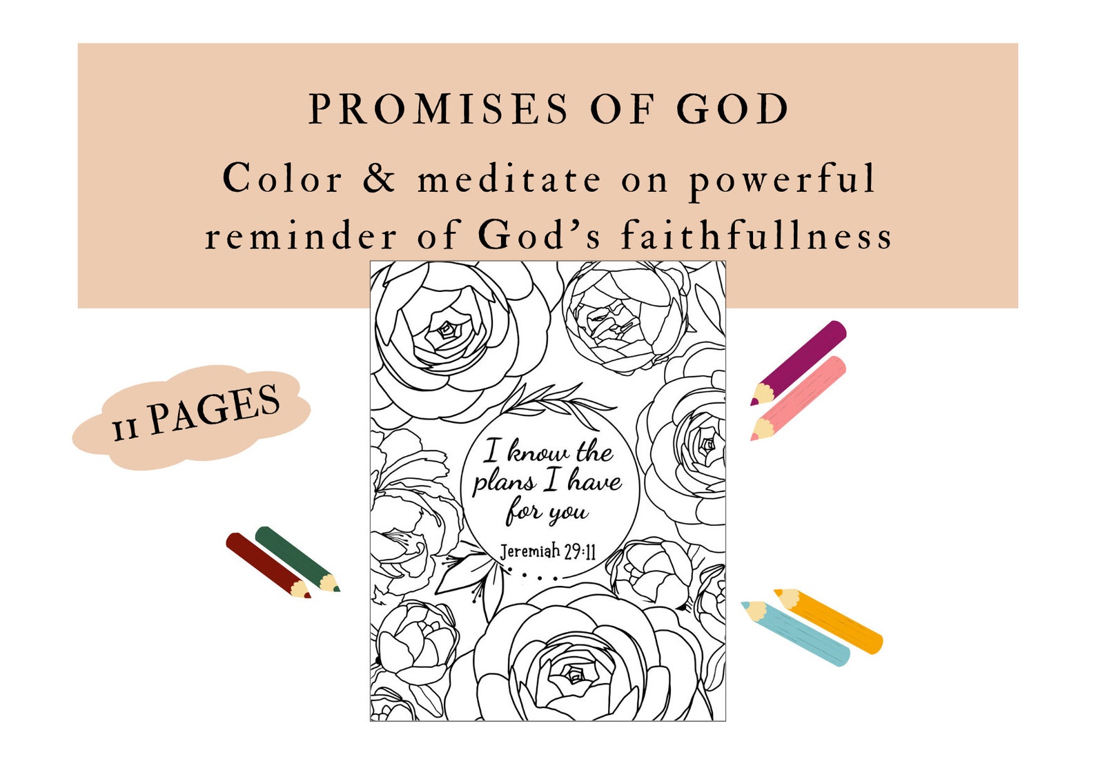10 Promises of God Bible Verse Coloring Pages, Character of God, Sunday ...