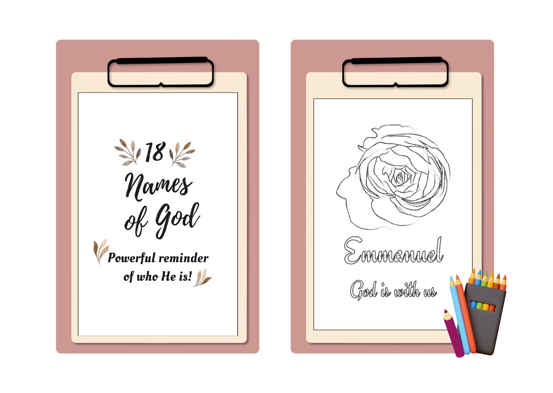 18 Names of God Printable, Bible Verse Coloring Book, Scripture Coloring Pages, Adult Coloring ...