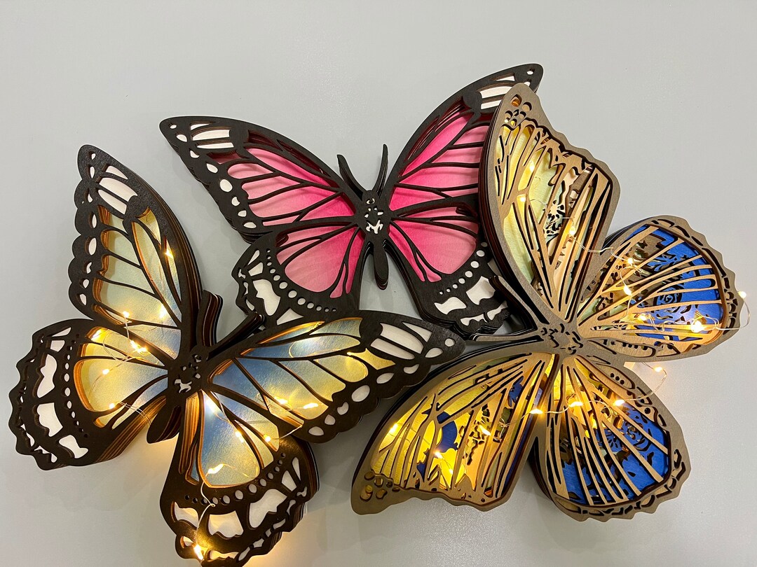 Magical Custom 3D Butterfly Light Desk Decoration: Forest Animals, Wood ...