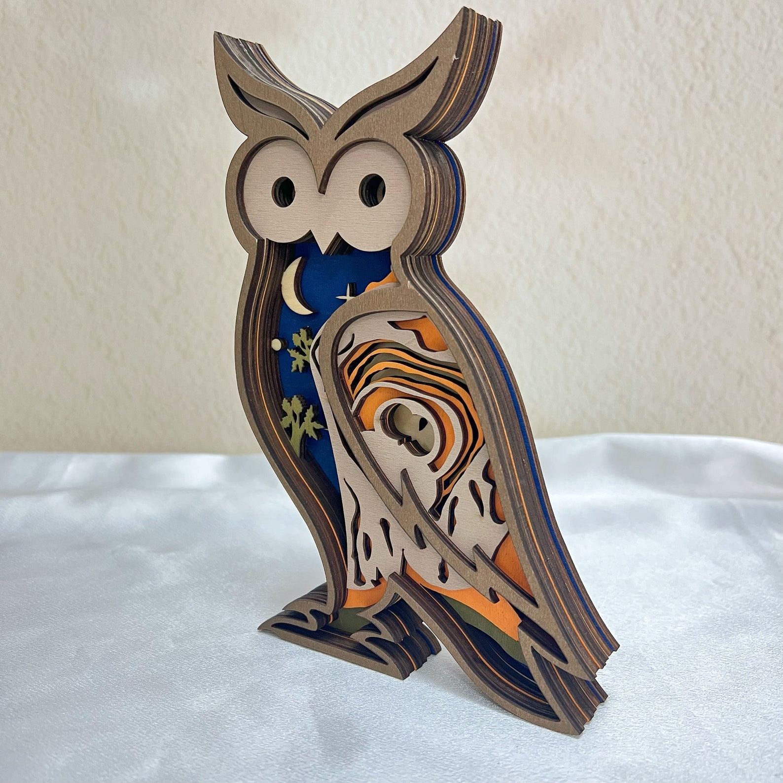 3D Carved Owl Lamp - Forest Animal Desktop Toy - Owl Night Light ...