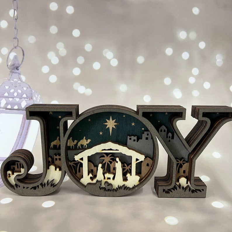 Artful 3D Carved Wooden Letters, JOY Radiance, Personalized Glow,wall ...