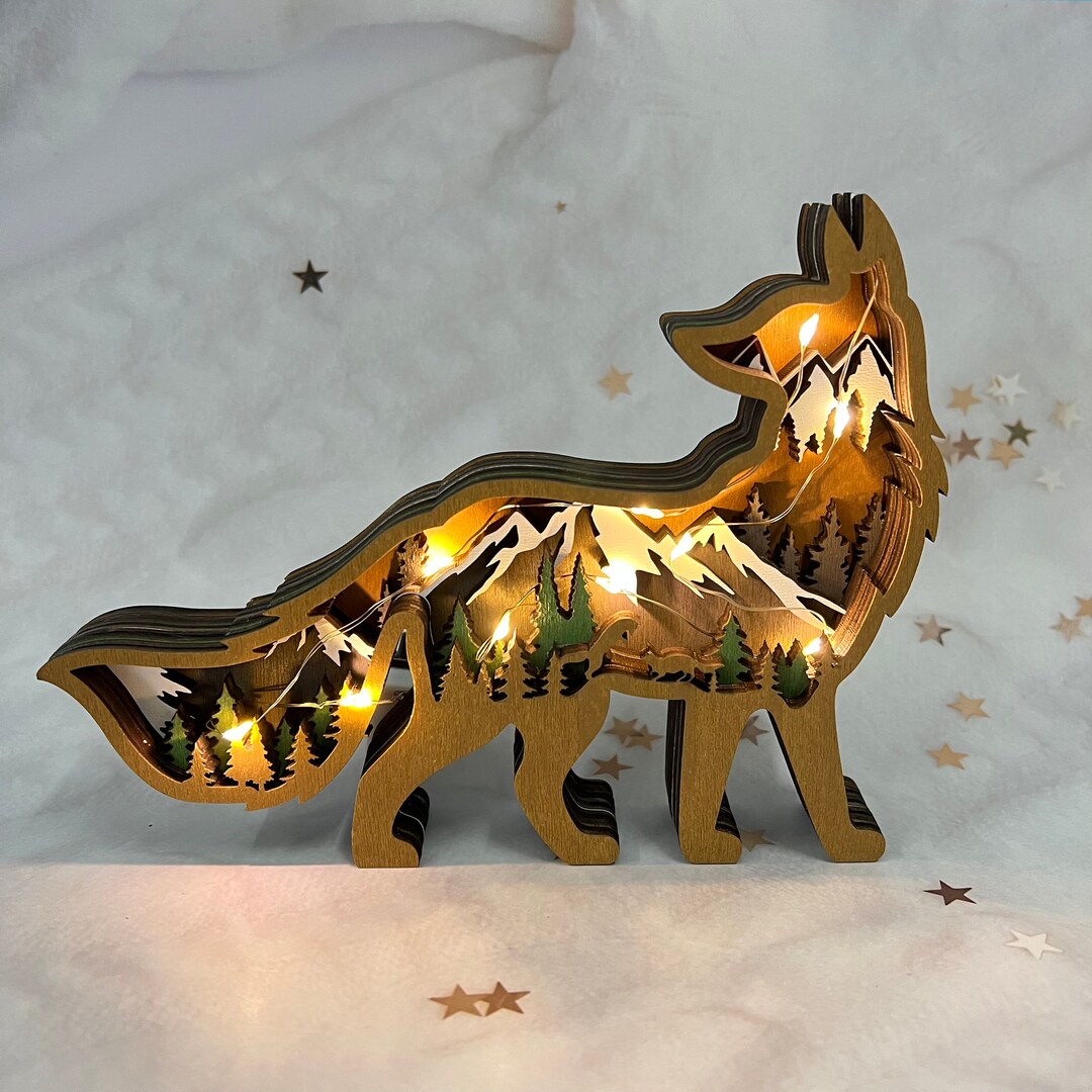 Gift of Whimsy-3d Carved Fox Luminary-illuminate With Charm-led ...