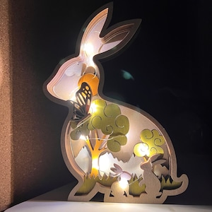 3D Carved Rabbit Lamp-forest Animal Desktop Toy-a Charming Gift of ...