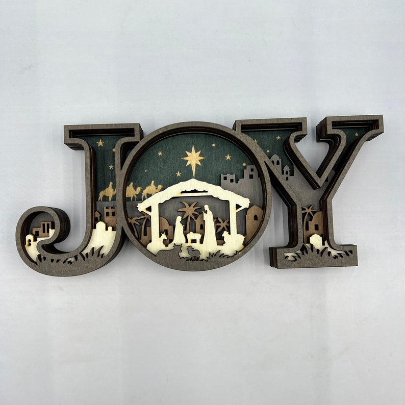 Artful 3D Carved Wooden Letters, JOY Radiance, Personalized Glow,wall ...
