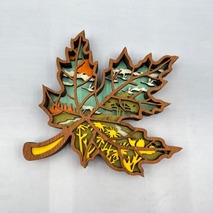 Exquisite 3D Carved Maple Leaf Lamp, Wooden Nature's Beauty, Luminary ...
