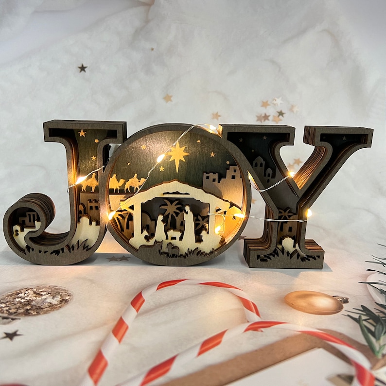 Artful 3D Carved Wooden Letters, JOY Radiance, Personalized Glow,wall ...
