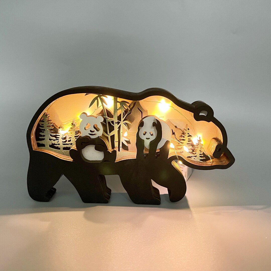 3D Carved Wooden Panda Lamp-a Charming Gift of Nature's Playfulness ...
