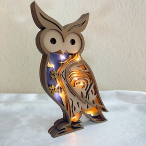 3D Carved Owl Lamp - Forest Animal Desktop Toy - Owl Night Light ...