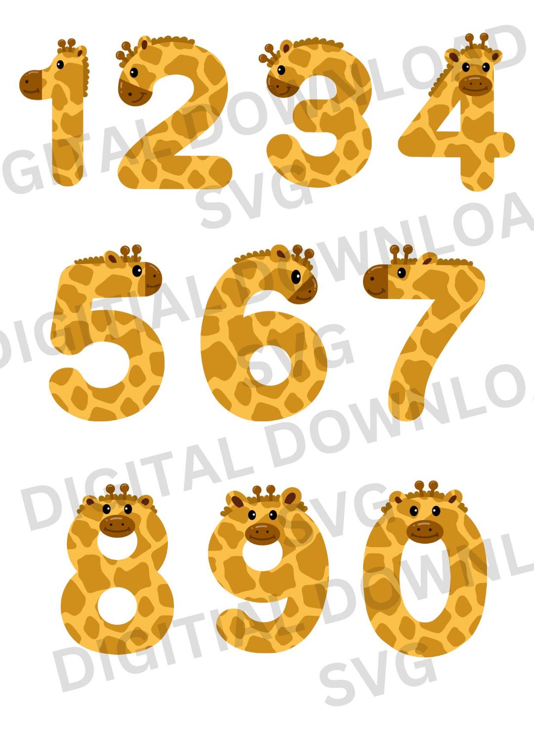 Giraffe Numbers - 1-10 - SVG - Etsy