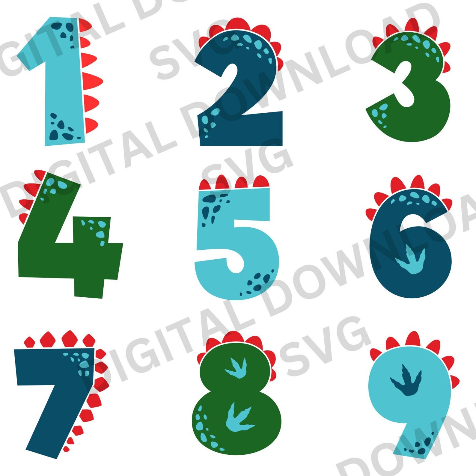 DINO NUMBERS - 1-10 - Digital Download - SVG - Etsy