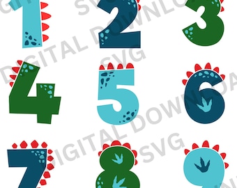 DINO NUMBERS - 1-10 - Digital Download - SVG - Etsy