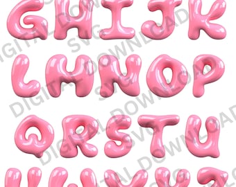 Pink Bubble Sparkle Letters - A-Z - SVG - Etsy