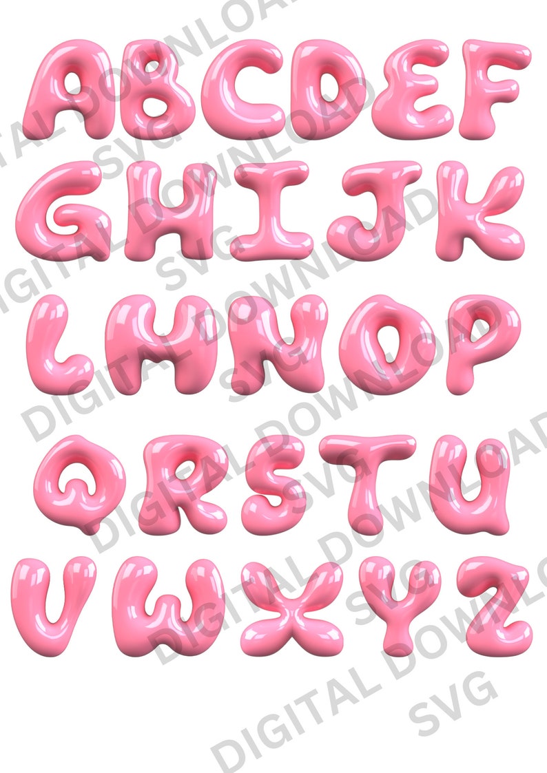 Bubble Pink Letters - A-Z - SVG - Etsy