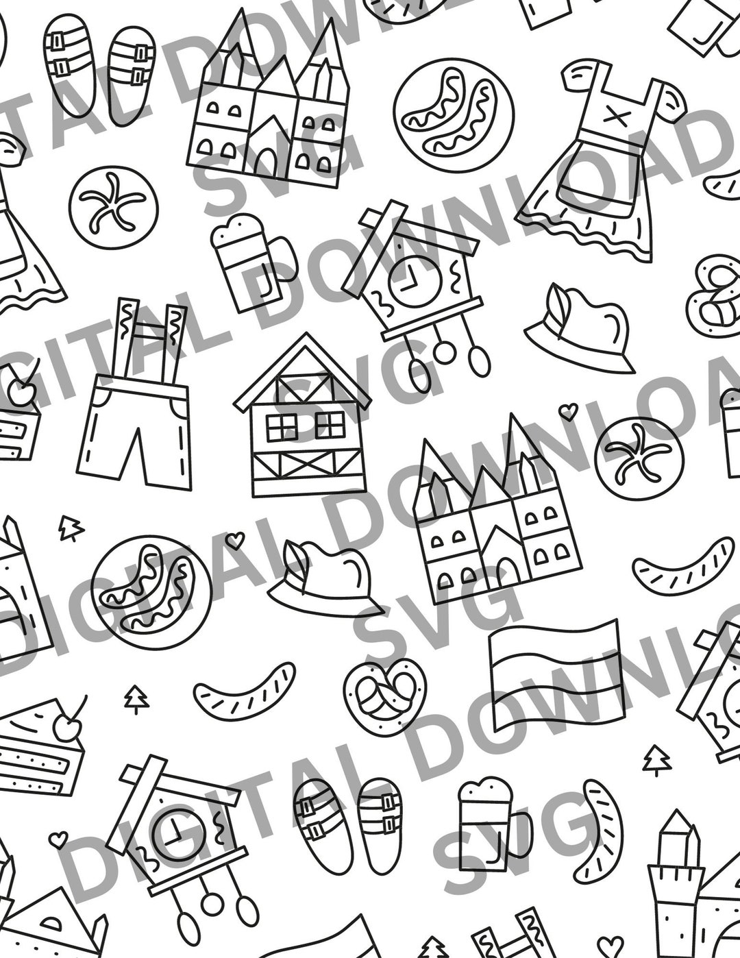 Oktoberfest Coloring Pages - 2 Pages - PDF - Digital Download - Etsy