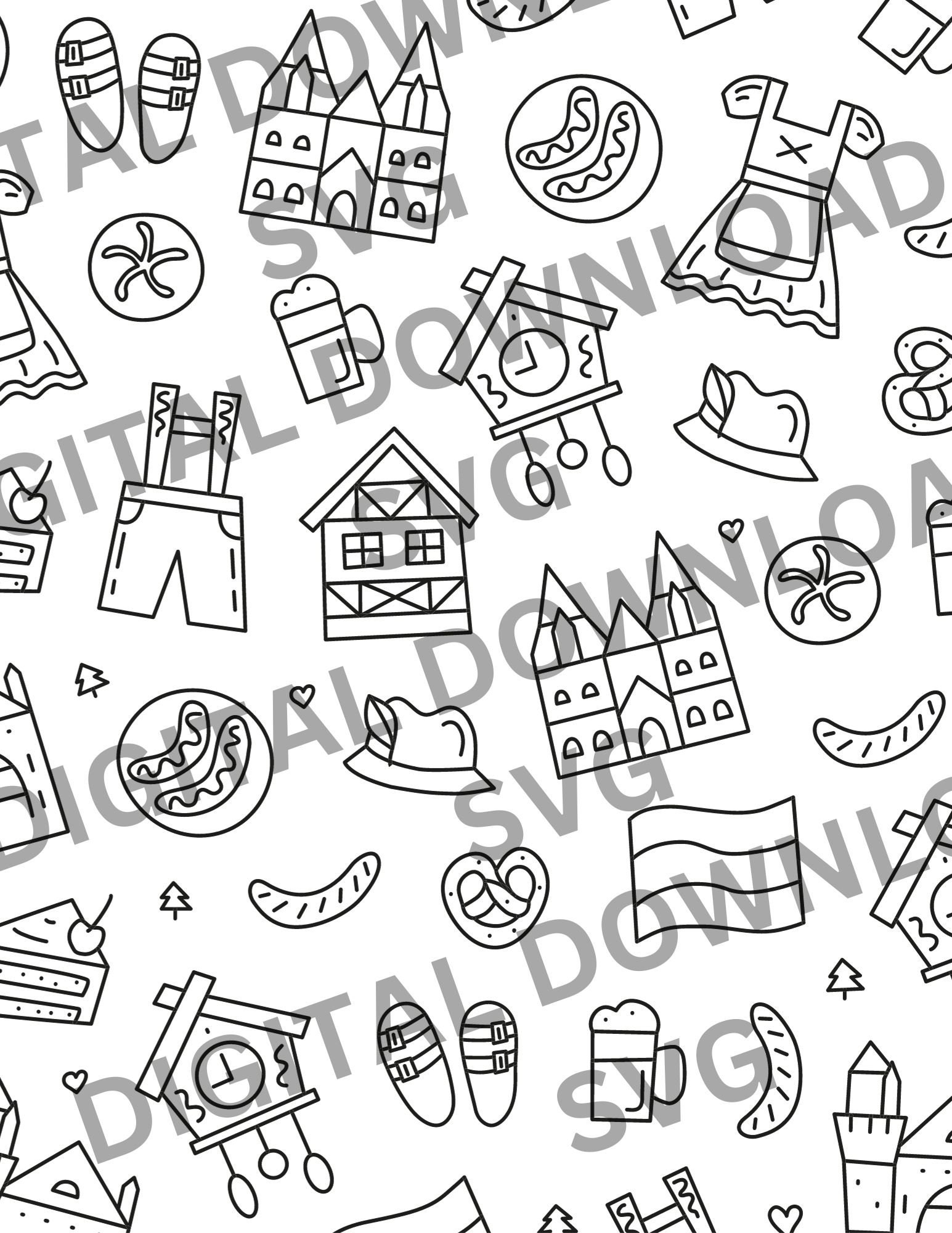 Oktoberfest Coloring Pages - 2 Pages - PDF - Digital Download - Etsy