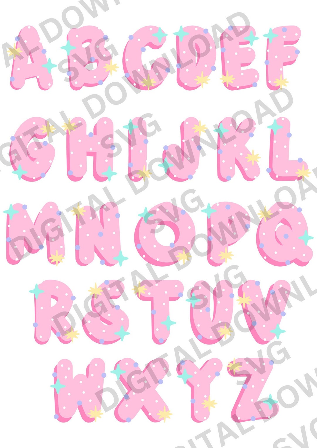 Pink Bubble Sparkle Letters - A-Z - SVG - Etsy
