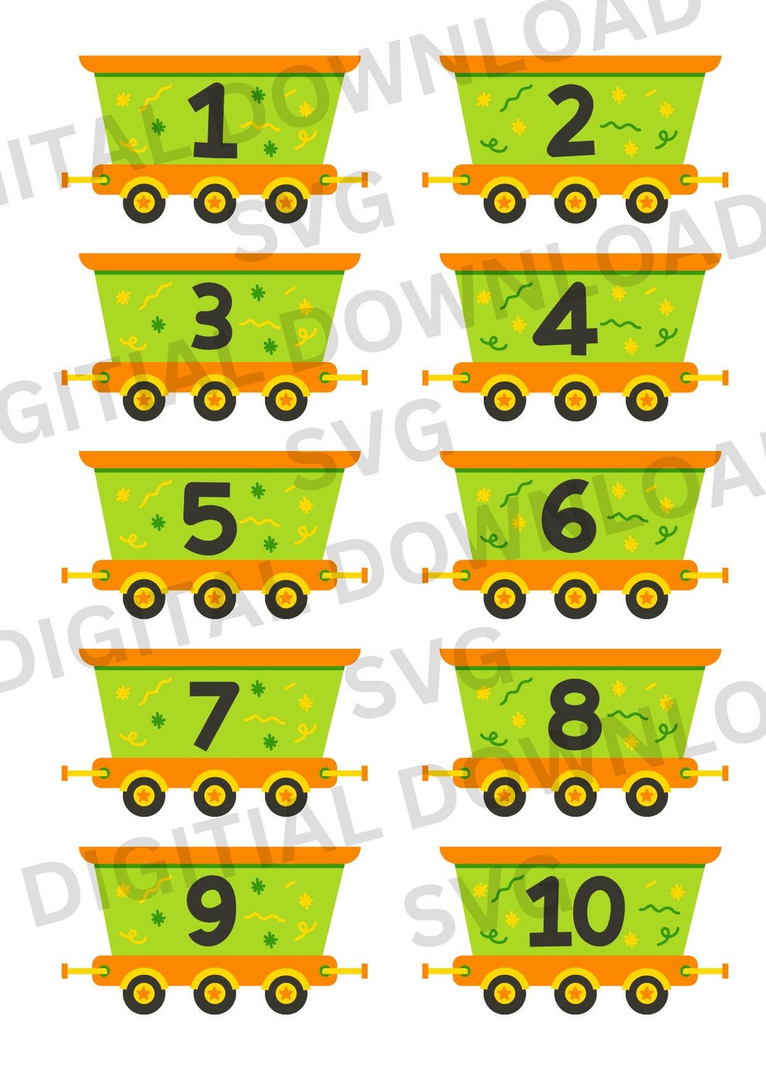Train Numbers 1-10 SVG - Etsy