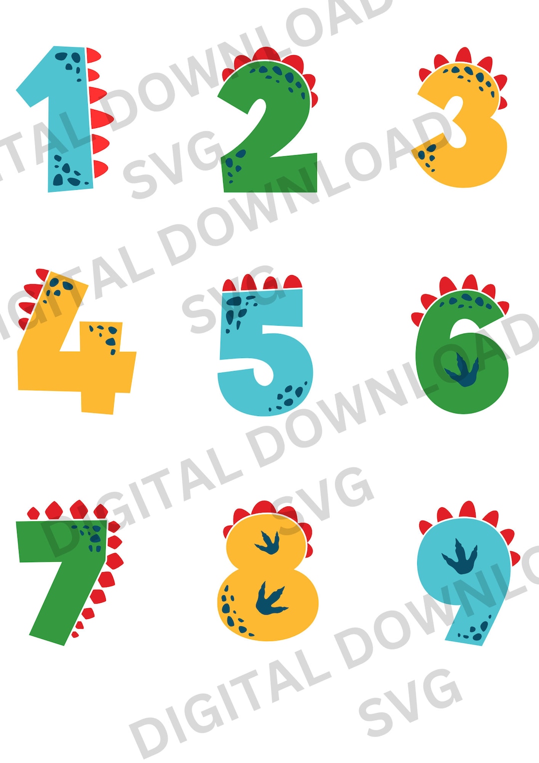 DINO NUMBERS - 1-10 - Digital Download - SVG - Etsy