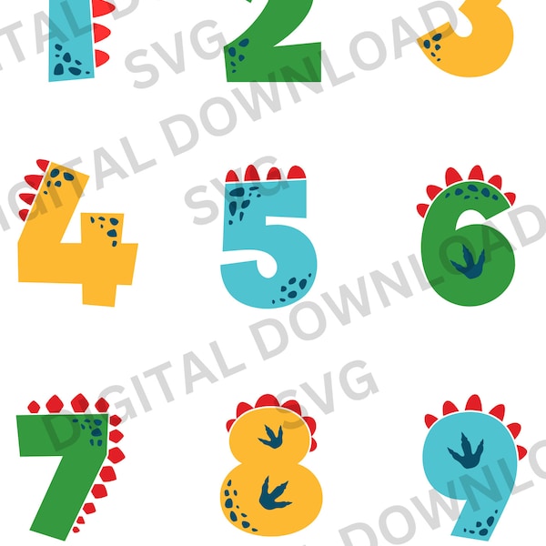 DINO NUMBERS 1-10 Digital Download SVG - Etsy